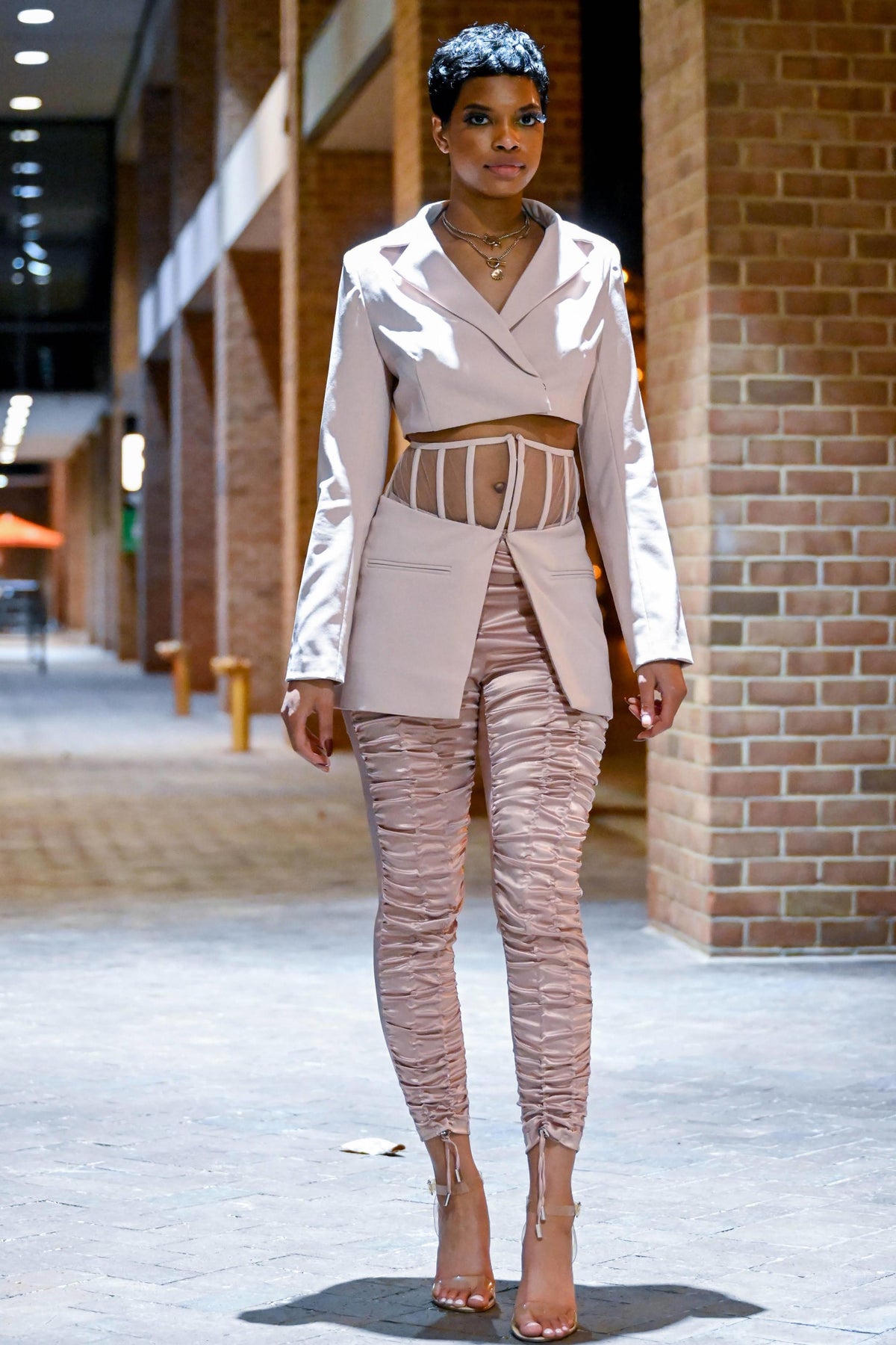 Mulan Rouge Satin Ruche Pants | Capsule by Tonji